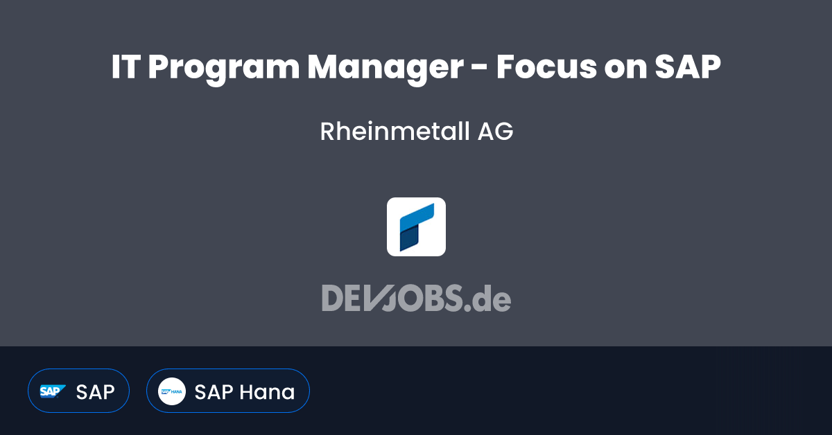 IT Program Manager - Focus on SAP at Rheinmetall AG | DEVjobs.de